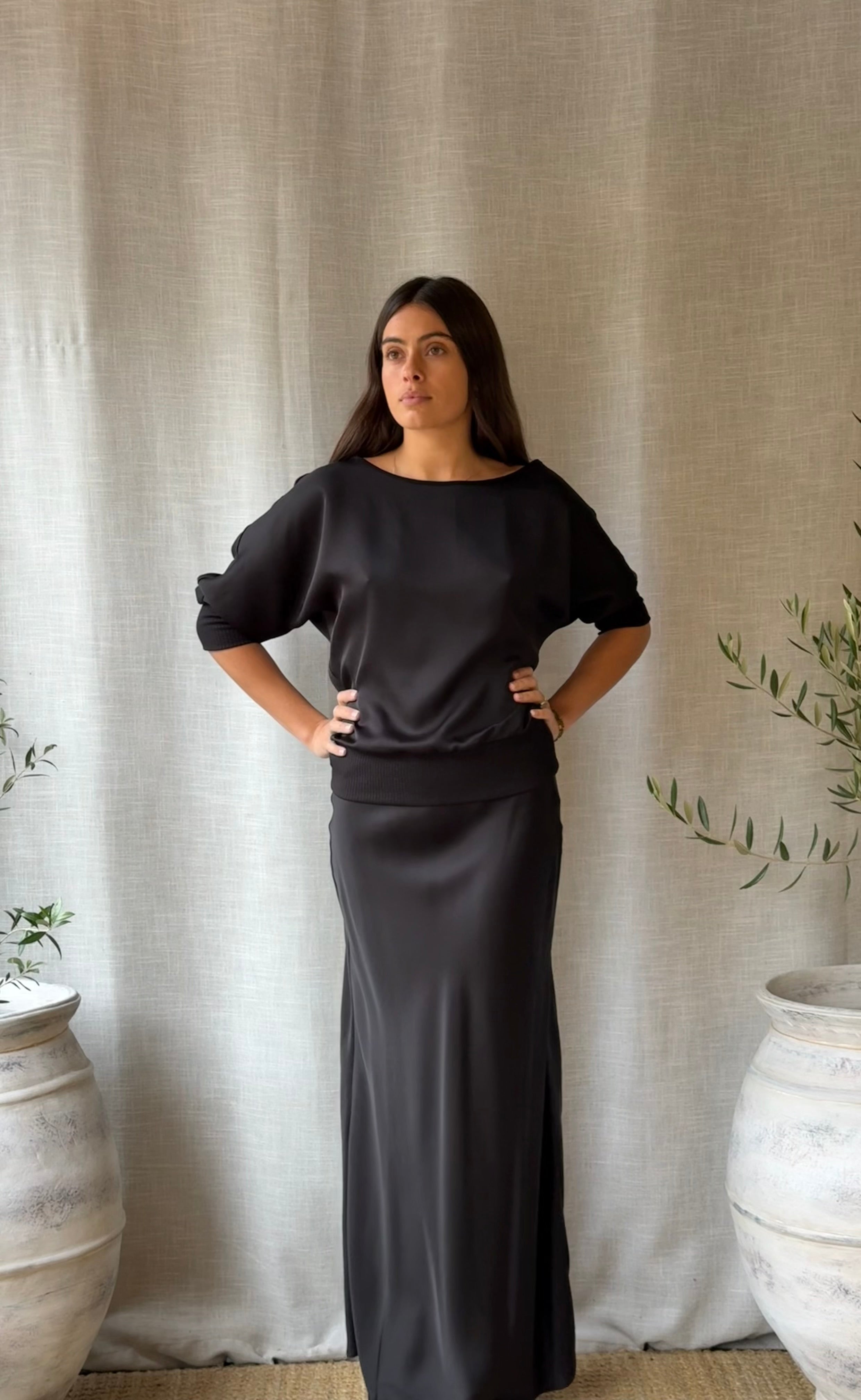 Talitha Top Black Satin – Smith & Western